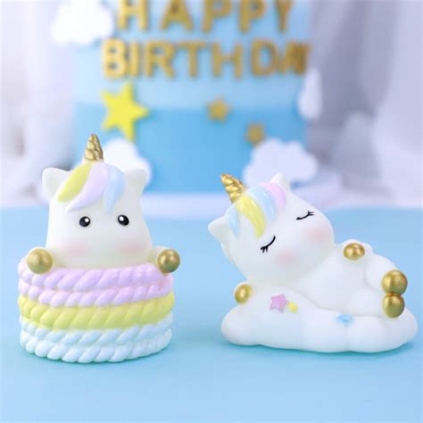 Jual Topper Kue Desain Unicorn Pelangi Dan Unicor Tidur Figure