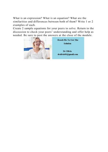 What Is An Expression What Is An Equation What Are The Similaritiedocx