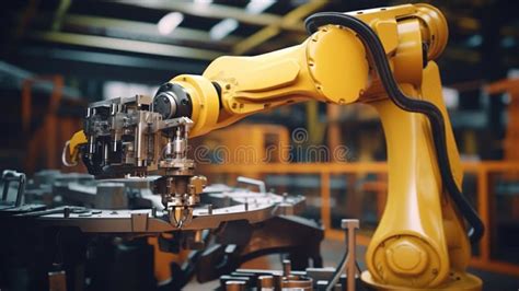 Robot Arms In Communication Network Concept Industrial Technology Heavy Automation Machine Ai