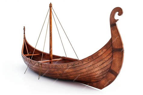 Viking Longship On White Background Premium Ai Generated Image