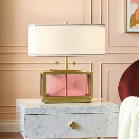 Stylecraft Celeste 21 In Blush Table Lamp With White Linen Shade