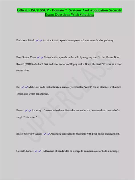 Official Isc ² Sscp Domain 7 Systems And Application Security Exam Questions With Solutions