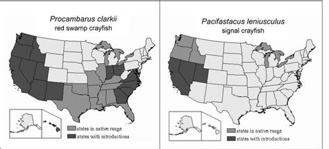 1 Range Maps Indicating States Where The Red Swamp Crayfish