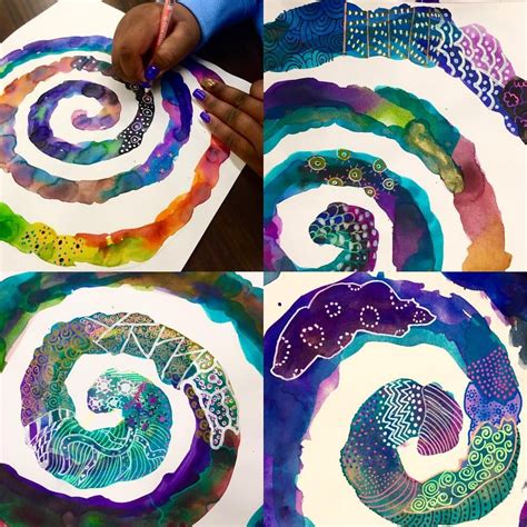 A Few More 5th Grade Swirls Inspired By Bicocacolors 4th Grade Art