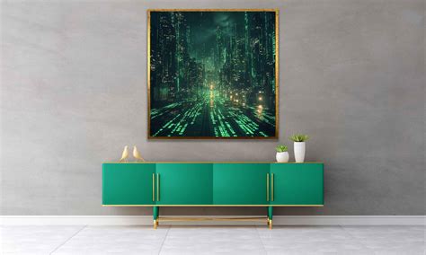 Matrix Binary Code Art Print Matrix Inspired City Landscape Binary