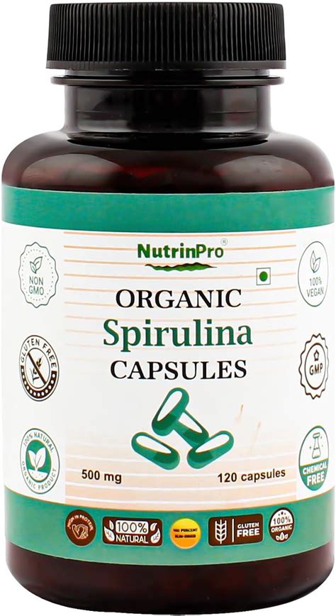 Nutrinpro Usda Organic Spirulina Capsules 100 Pure Vegan