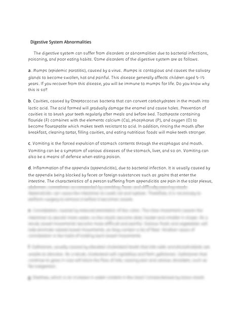 Solution Abnormalities In The Digestive System Pdf Sains Studypool
