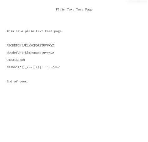 Plain Text Printer Test Page Printtester