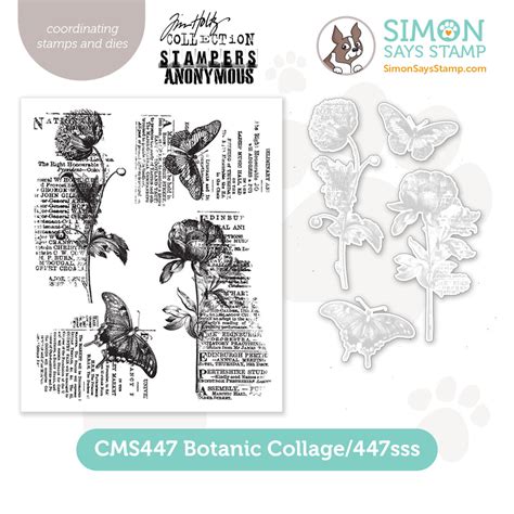 Tim Holtz Botanic Collage Stamps With Simon Says Stamp Dies Bundle Set