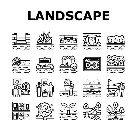 Landscape Design And Accessories Icons Set Vector 18780551 Vector Art