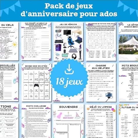 18 Jeux Anniversaire Ados à Imprimer