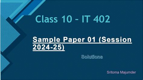 Cbse Class 10 It Code 402 Sample Paper 1 Session 2024 25 Solutions Youtube