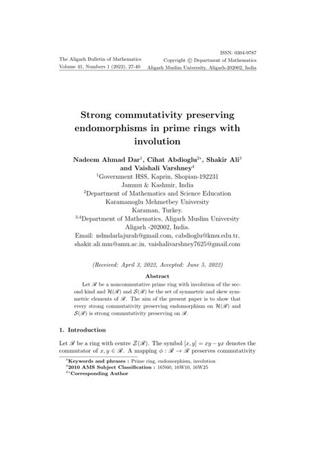 Pdf Strong Commutativity Preserving Endomorphisms In Prime Rings With Involution