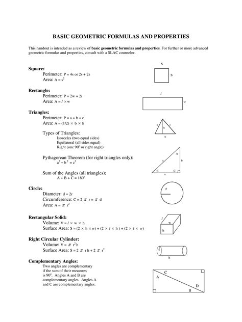 List Of All Geometry Formulas Pdf Instapdf