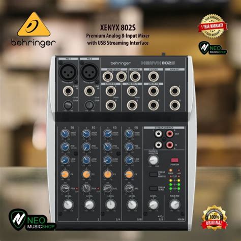 Behringer Xenyx 802s Premium Analog 8 Input Mixer With Usb Streaming