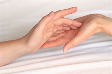 Same Sex Relationships Lesbians Two Female Hands Touching Each Other