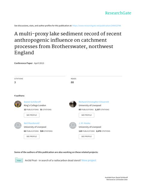 2013 A Multi Proxy Lake Sediment Pdf Sediment Natural Sciences