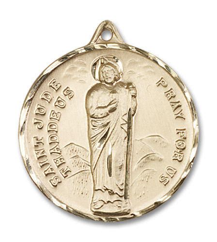 Extra Large St Jude Thaddeus Medal 14kt Gold 1 38 X 1 18 Round