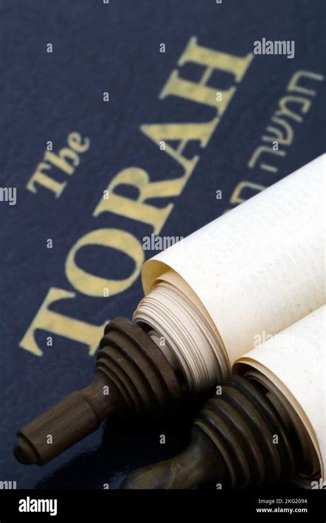 Small Torah Scrolls And English Torah Book With The The Five Books Of Moses Symbol Of Jewish