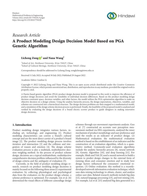 Pdf A Product Modeling Design Decision Model Based On Pga Genetic