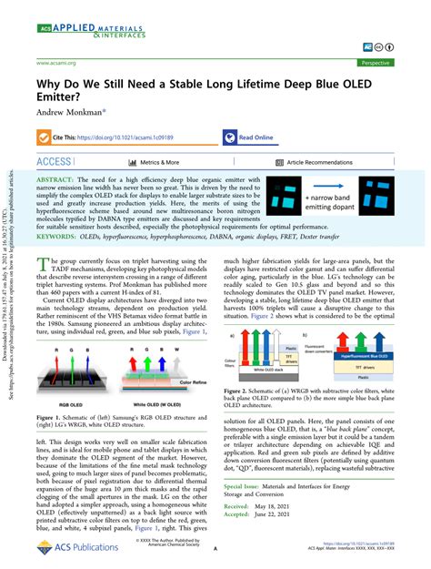 Pdf Why Do We Still Need A Stable Long Lifetime Deep Blue Oled Emitter
