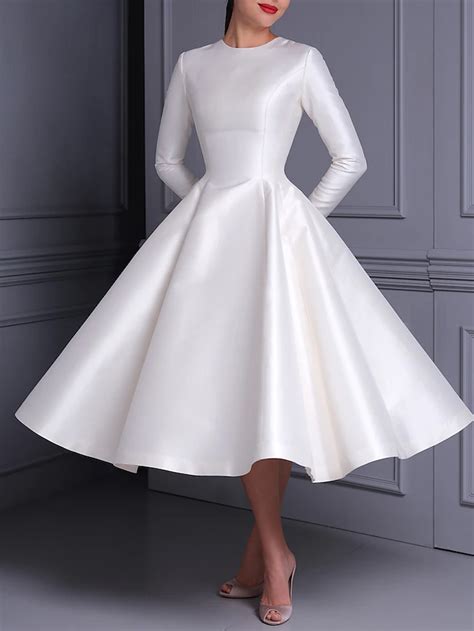 Ball Gown Tea Length Cocktail Dresses Party Dresses Cute Little White