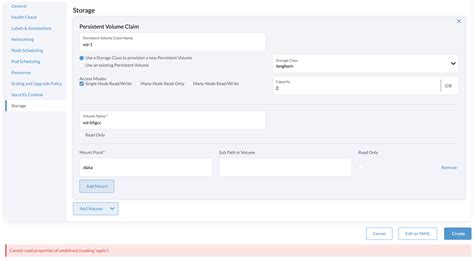 Unable To Create Statefulsetdeployment With The Option Create Pvc · Issue 4582 · Rancher