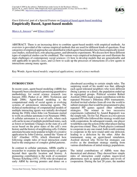 Pdf Empirically Based Agent Based Models
