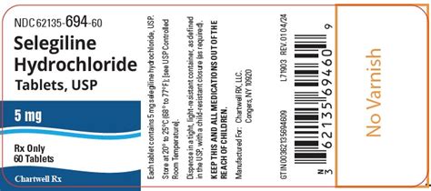 Selegiline Hydrochloride Tablets Usp Rx Only