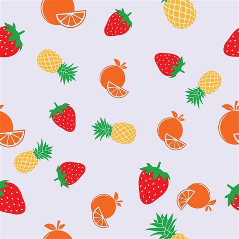 Premium Vector Seamless Pattern Of Pineapple Orange And Strawberry