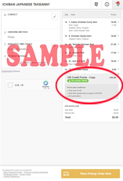 How To Use Credit Points Ichiban Japanese Takeaway
