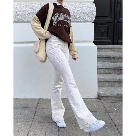 Y2k Flared Jeans Women High Waist 90s Fashion Streetwear White Stretch