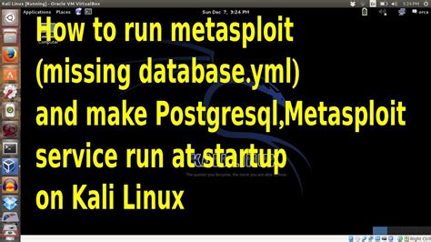 how to run metasploit missing database yml and make postgresql