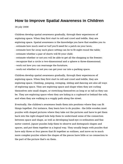 Inproving Spatial Awareness Pdf