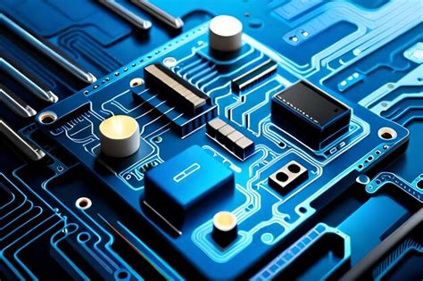 Premium Ai Image Computer Circuit Board With Blue Glowing
