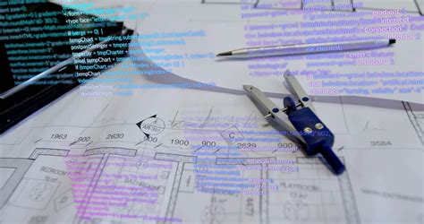 Architectural Blueprint With Coding Integration And Drafting Tools