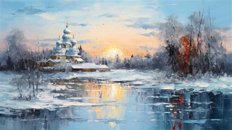 Premium Ai Image Winter Church By The Lake A Dima Dmitriev Inspired Masterpiece