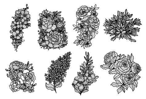 Flowers Hand Drawing And Sketch Black And White 6006198 Vector Art At
