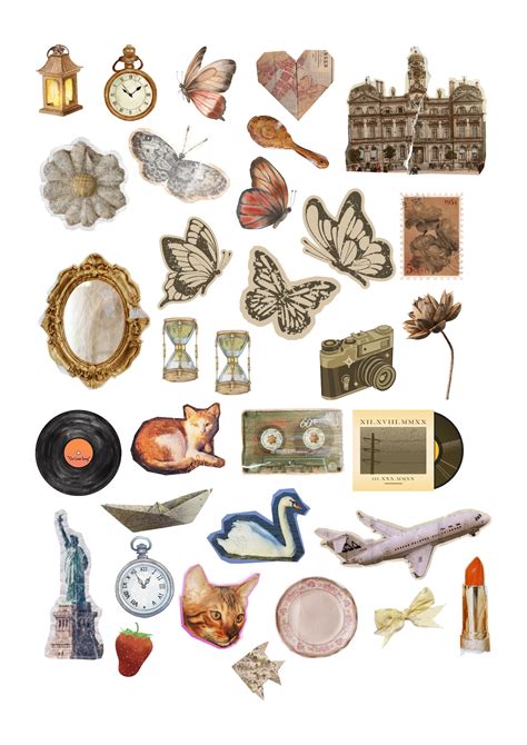 Sticker Collage Book Vintage Aesthetic Sticker Sheet For Journaling