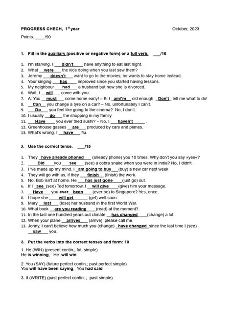 Progress Check Answer Key Pdf Linguistics Grammar