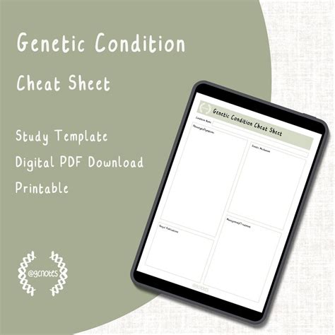 Genetic Condition Cheat Sheet Printable A4 Digital Download Etsy
