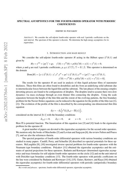 Pdf Spectral Asymptotics For The Fourth Order Operator With Periodic Coefficients