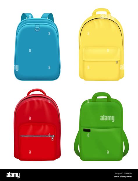 Backpack Realistic School Bag Personal Leather Travel Luggage Vector