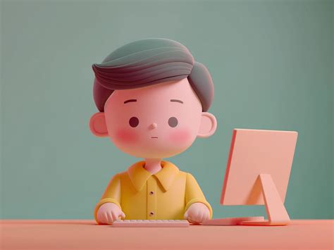 3d Boy Working Computer Designs Themes Templates And Downloadable