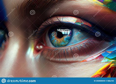 Multi Colored Eye Close Up Drawing Generative Ai Stock Illustration Illustration Of Female