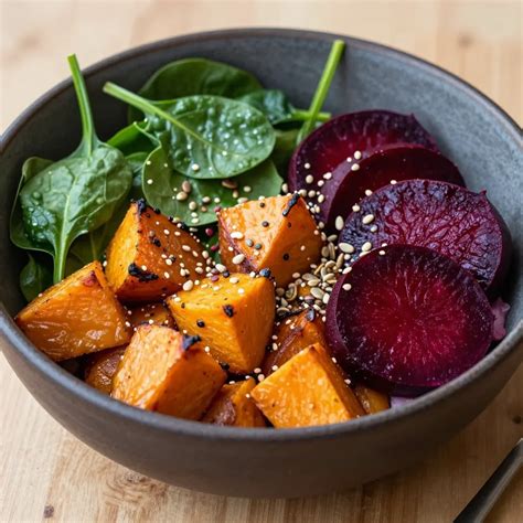 Healthy Winter Breakfast Bowl With Roasted Beets Sweet Potatoes And
