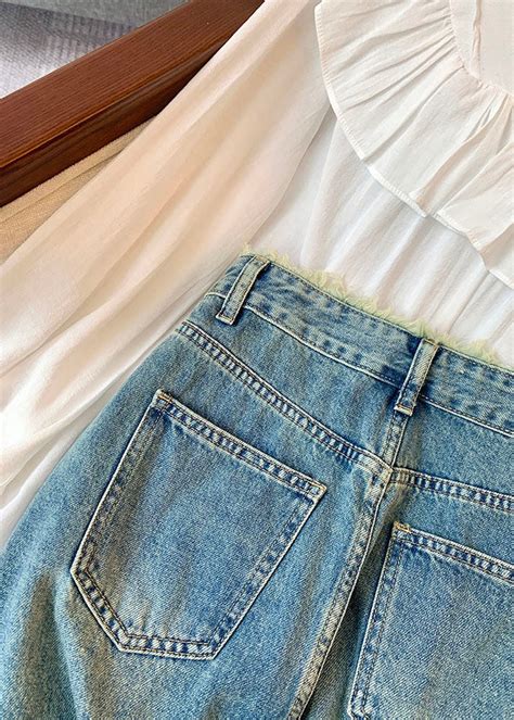 Stylish Blue Pockets High Waist Patchwork Denim Skirts Summer Rae Jeans