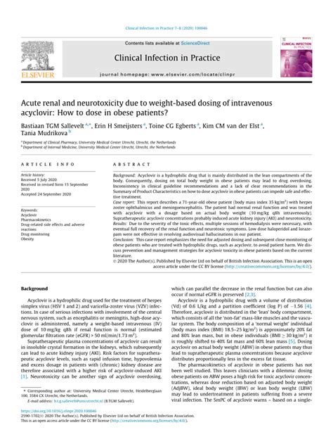 Pdf Acute Renal And Neurotoxicity Due To Weight Based Dosing Of