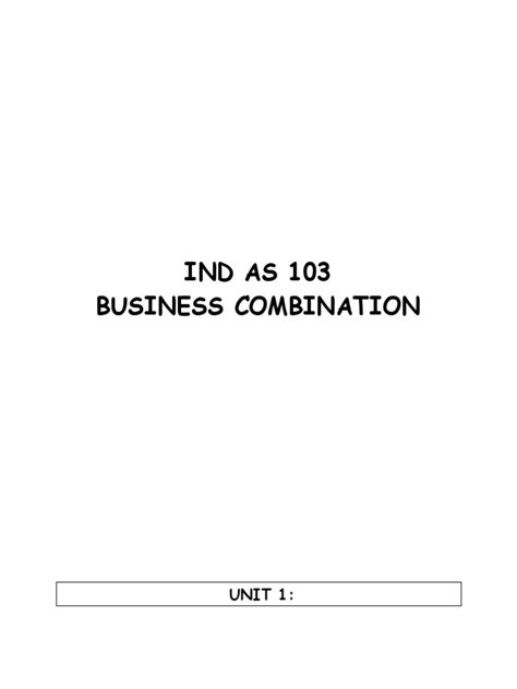 Ind As 103 Business Combination Download Free Pdf Fair Value