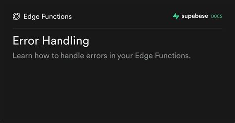 Error Handling Supabase Docs